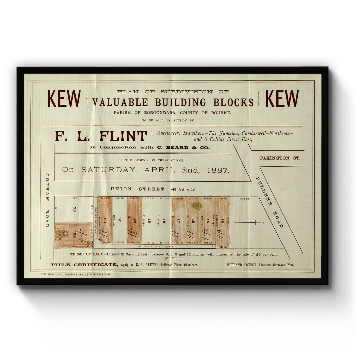 Kew, Victoria Australia Vintage Map #43 (1887) – Vintage Maps