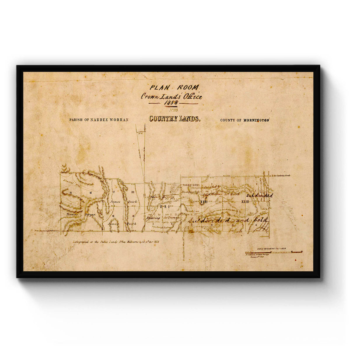 Narre Warren, Victoria Australia Vintage Map #1 (1858) – Vintage Maps