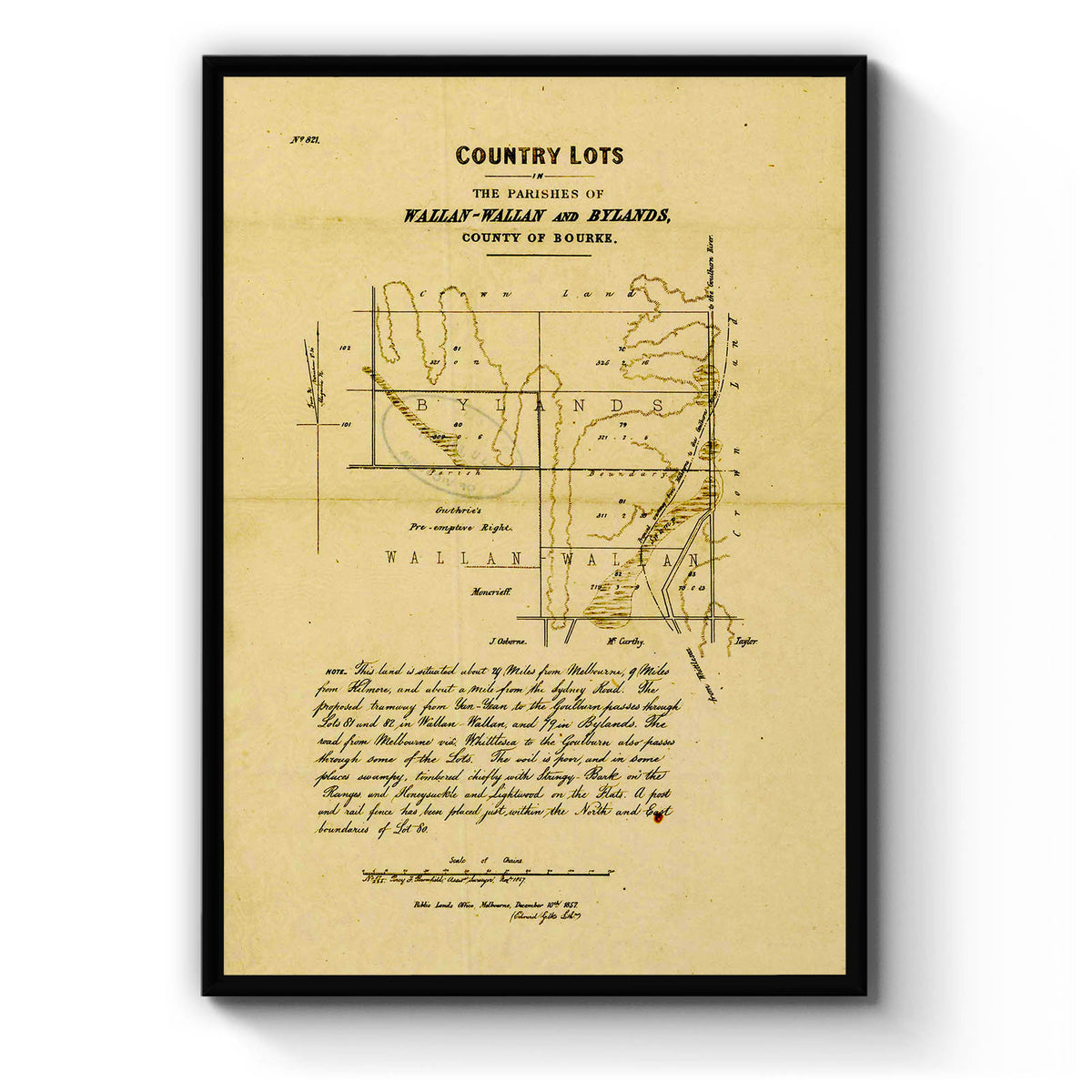 Wallan, Victoria Australia Vintage Map #1 (1857) – Vintage Maps