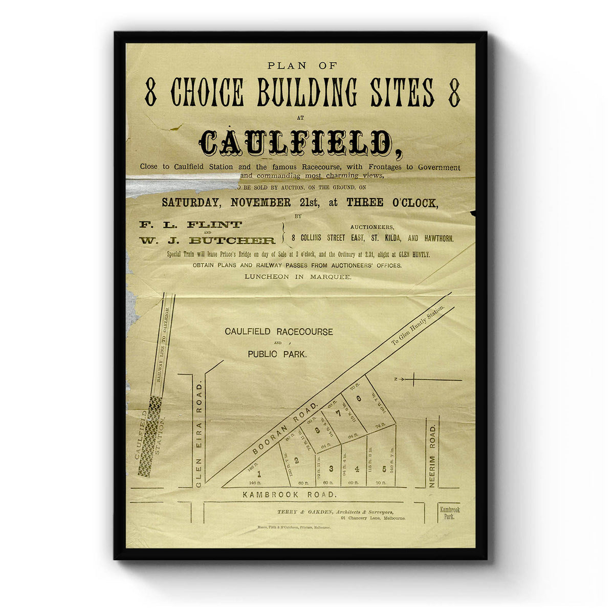 Caulfield, Victoria Australia Vintage Map #46 (1885?) – Vintage Maps