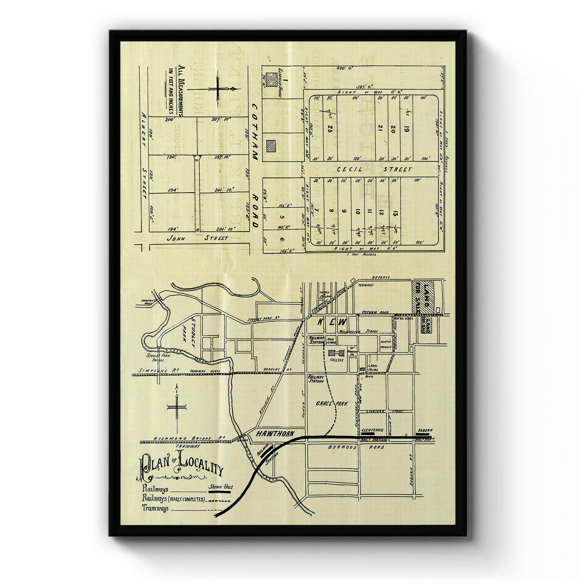 Kew, Victoria Australia Vintage Map #58 (1886?) – Vintage Maps