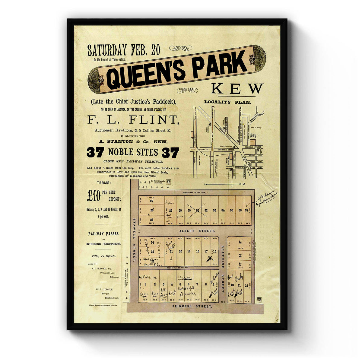Kew, Victoria Australia Vintage Map #110 (187-?) – Vintage Maps