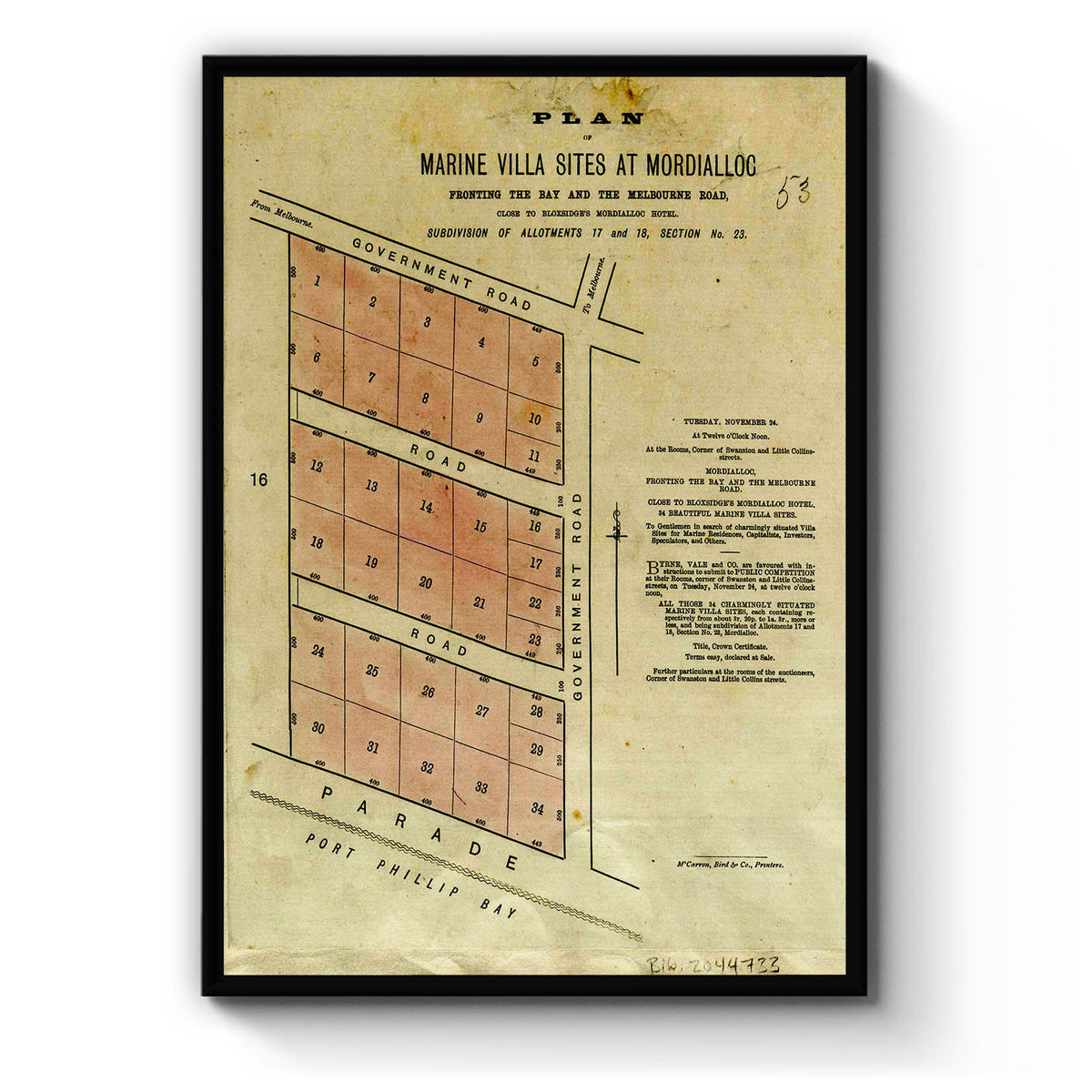 Mordialloc, Victoria Australia Vintage Map #23 (187-?) – Vintage Maps