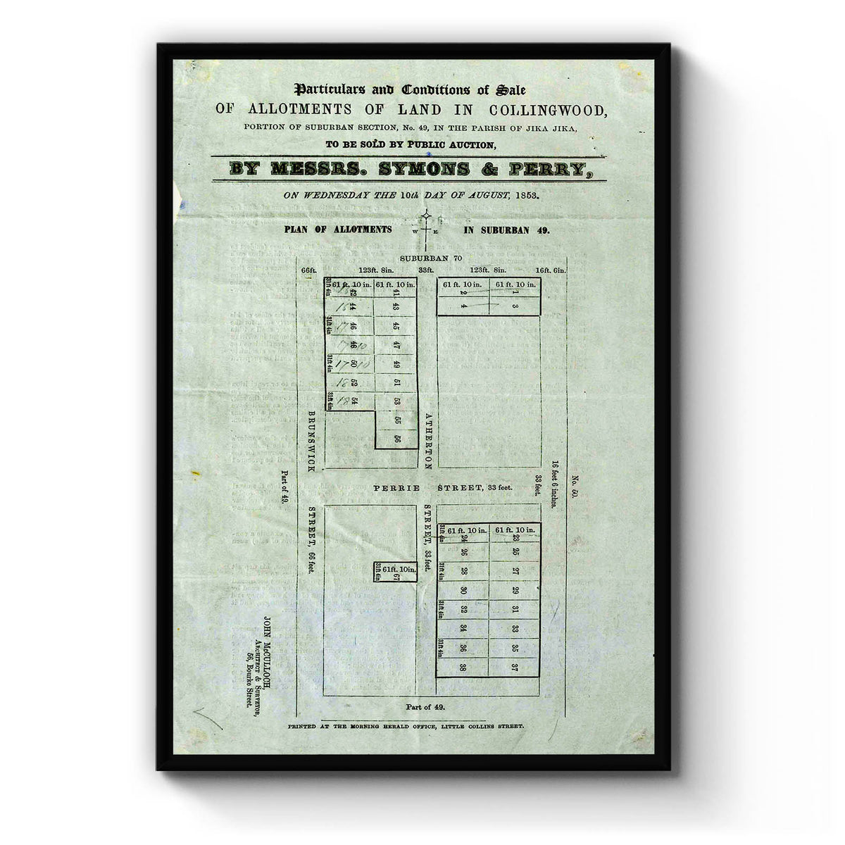 Fitzroy, Victoria Australia Vintage Map #20 (1853) – Vintage Maps