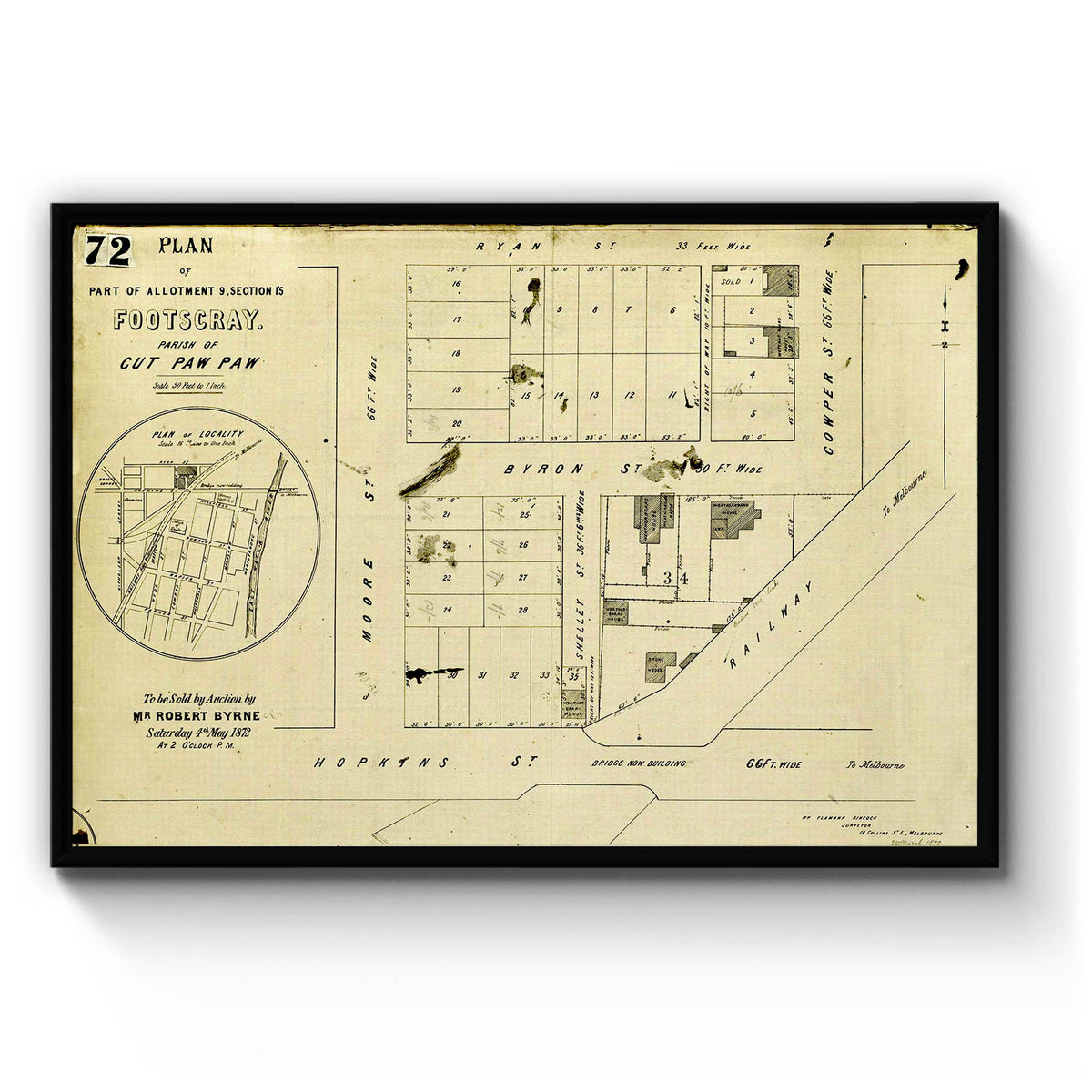 Footscray, Victoria Australia Vintage Map #70 (1872?) – Vintage Maps