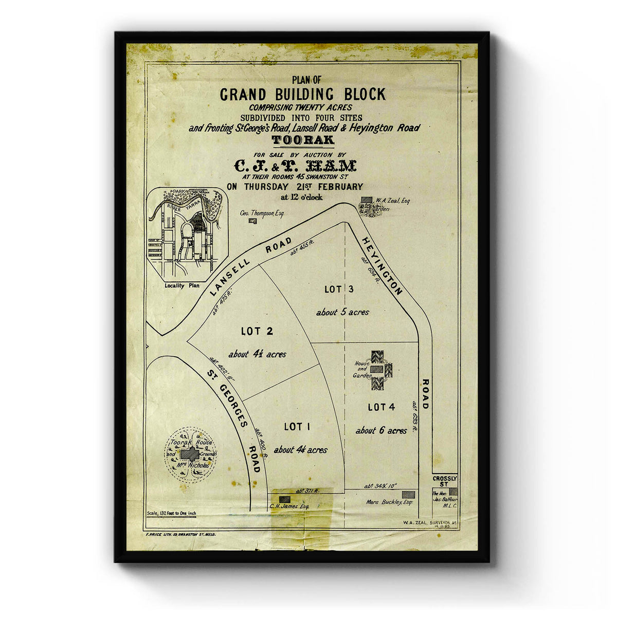Toorak, Victoria Australia Vintage Map #31 (1884?) – Vintage Maps