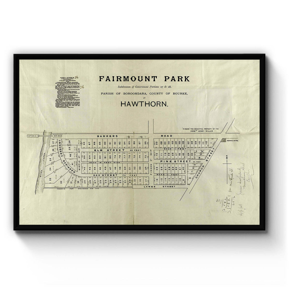 Hawthorn, Victoria Australia Vintage Map #271 (1883?) – Vintage Maps