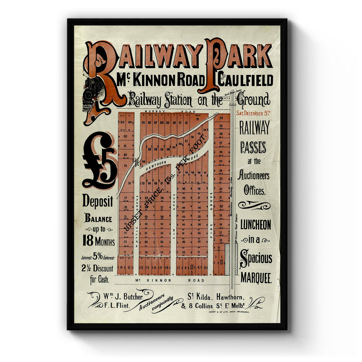 Caulfield, Victoria Australia Vintage Map #50 (1880?) – Vintage Maps