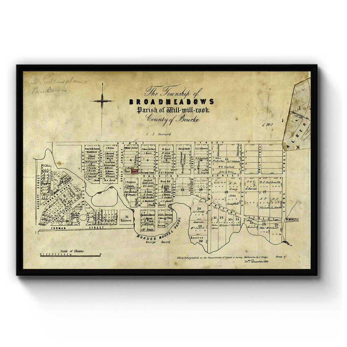 Broadmeadows, Victoria Australia Vintage Map #1 (1864) – Vintage Maps