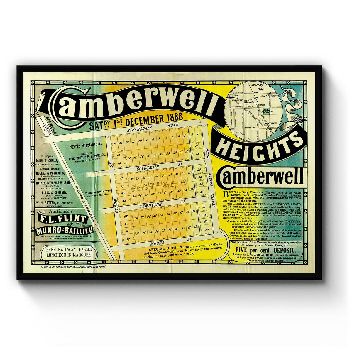 Camberwell, Victoria Australia Vintage Map #35 (1888?) – Vintage Maps