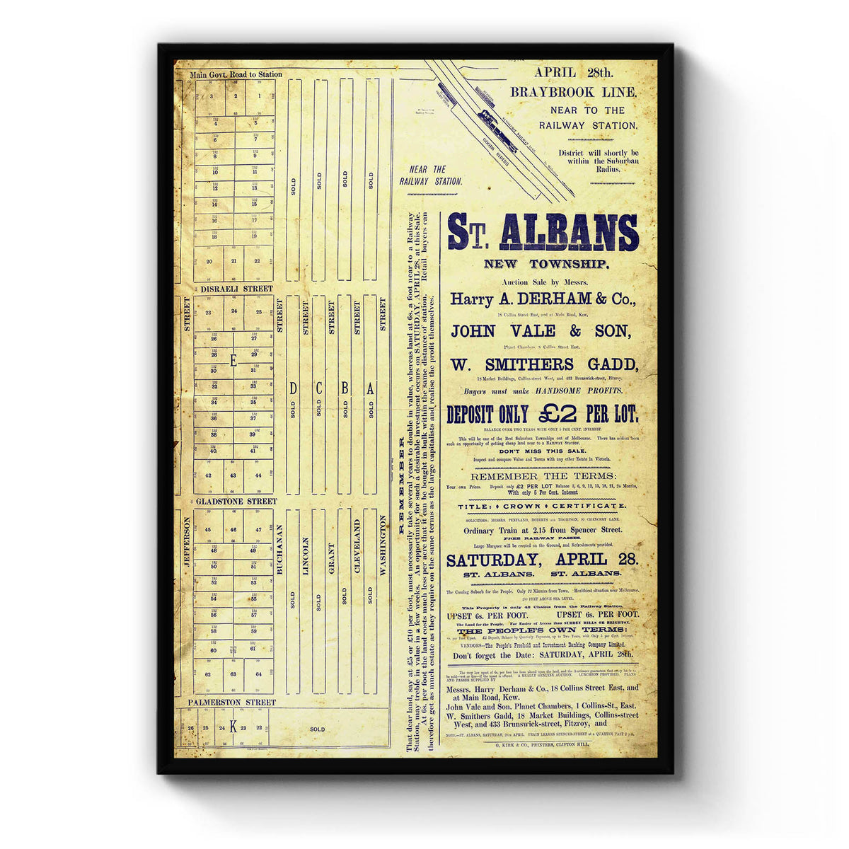 St Albans, Victoria Australia Vintage Map #2 (1888?) – Vintage Maps