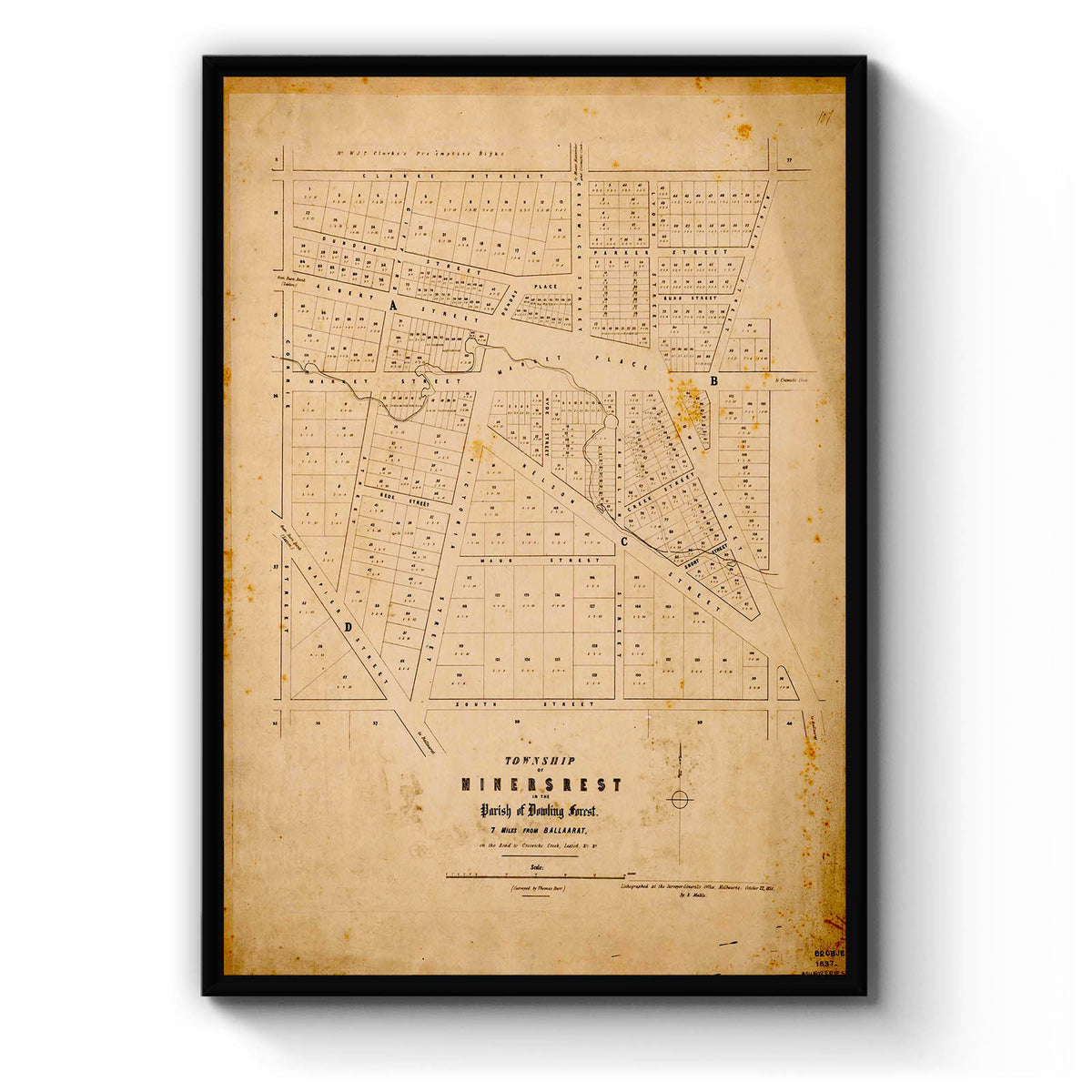 Miners Rest, Victoria Australia Vintage Map #1 (1854) – Vintage Maps