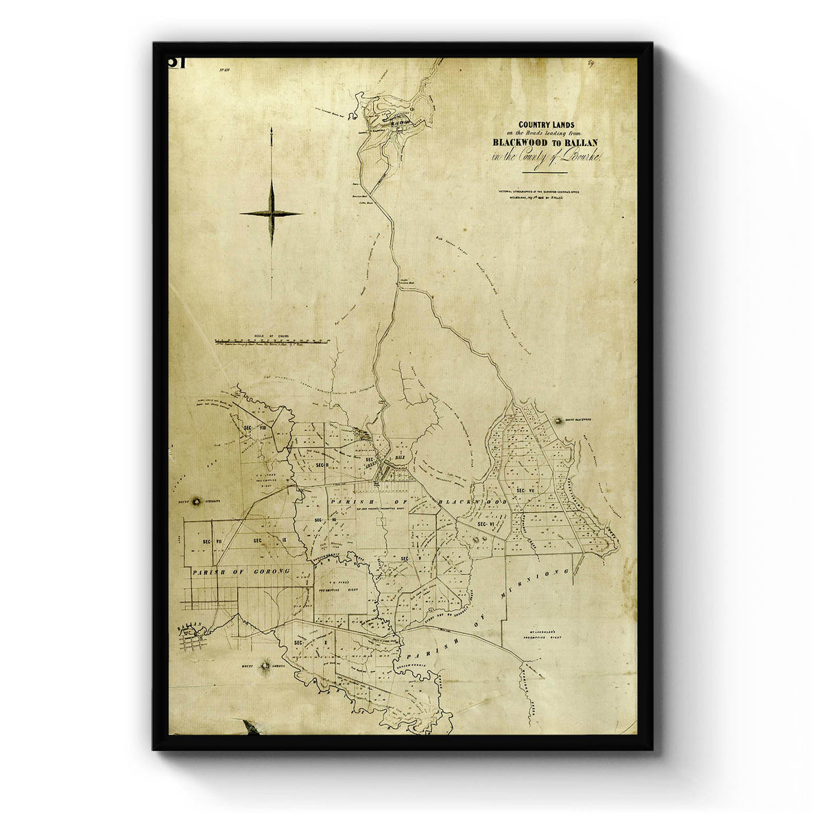 Ballan, Victoria Australia Vintage Map #6 (1856) – Vintage Maps