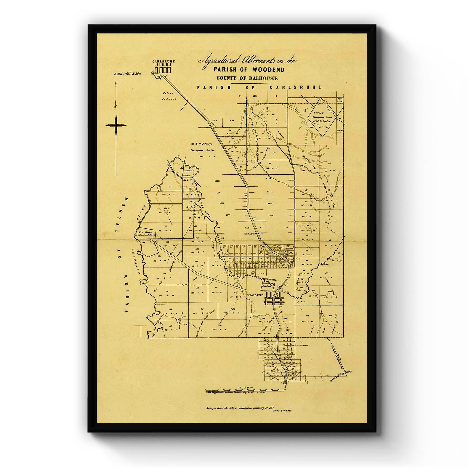 Woodend, Victoria Australia Vintage Map #5 (1857) – Vintage Maps