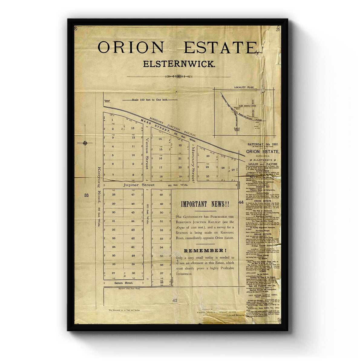 Elsternwick, Victoria Australia Vintage Map #22 (1885?) – Vintage Maps