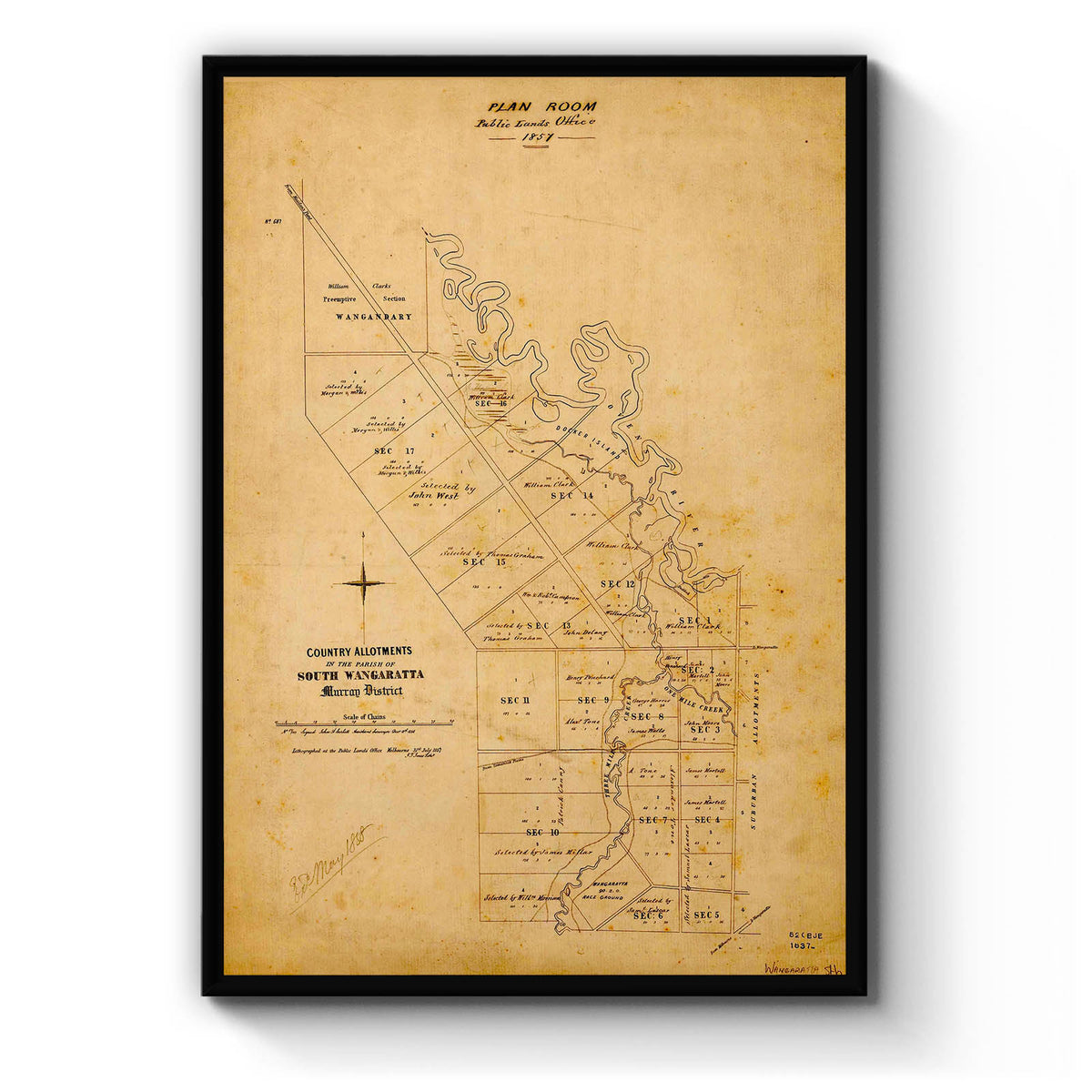 Wangaratta, Victoria Australia Vintage Map #1 (1857) – Vintage Maps