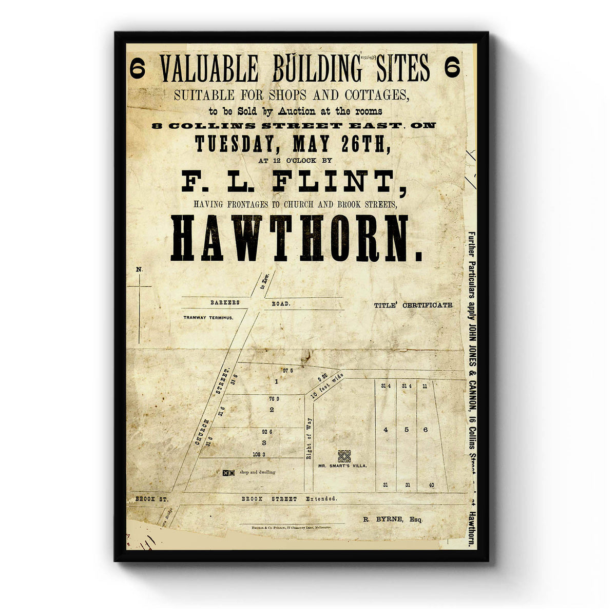 Hawthorn, Victoria Australia Vintage Map #262 (1883?) – Vintage Maps