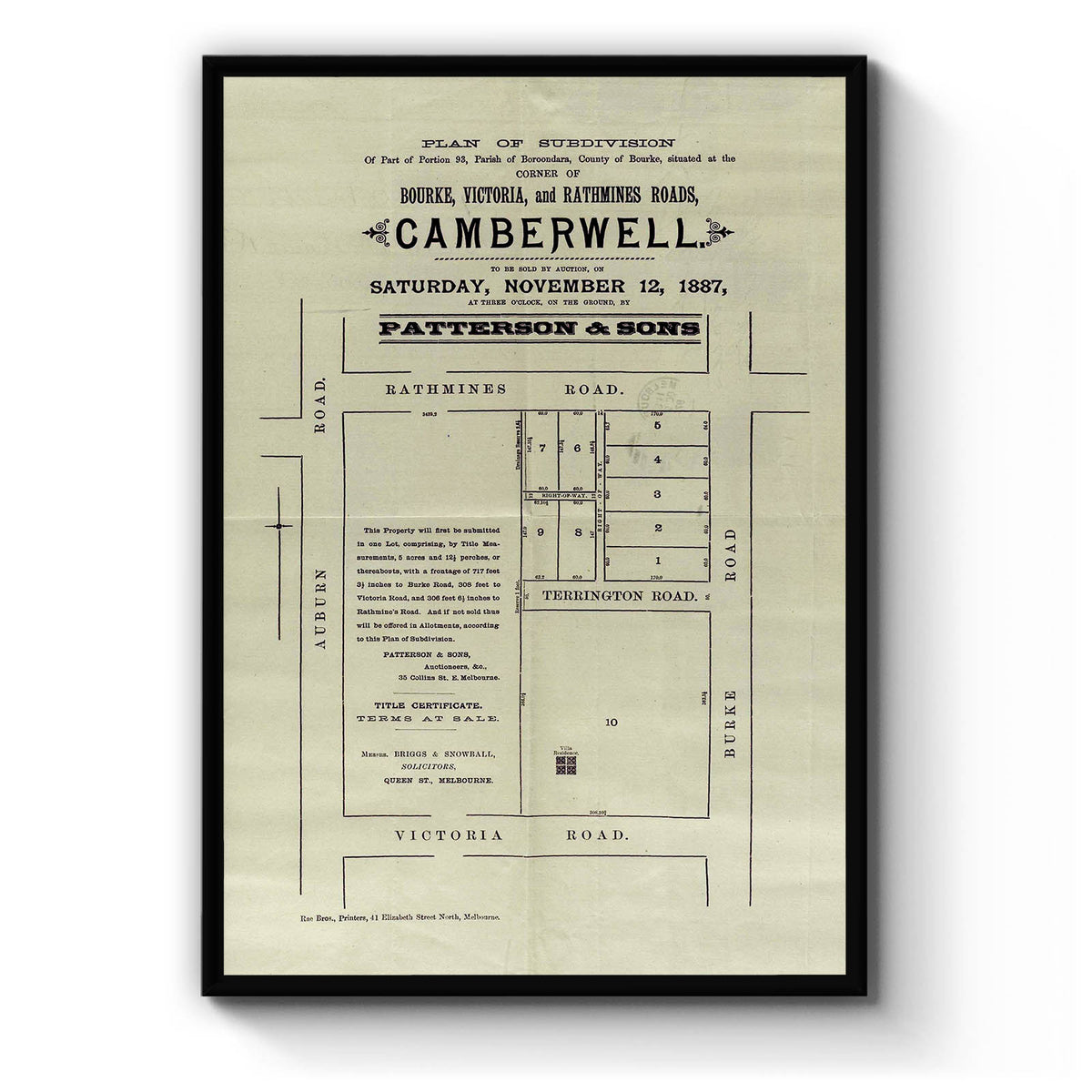 Camberwell, Victoria Australia Vintage Map #60 (1887) – Vintage Maps
