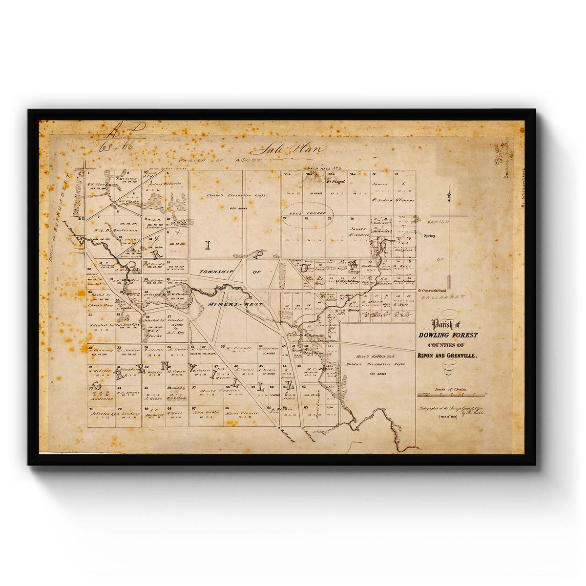 Miners Rest, Victoria Australia Vintage Map #2 (1854) – Vintage Maps