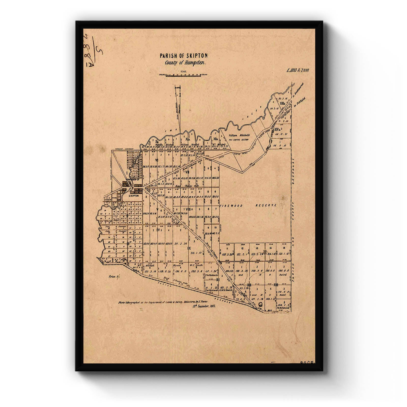 Skipton, Victoria Australia Vintage Map #2 (1865) – Vintage Maps