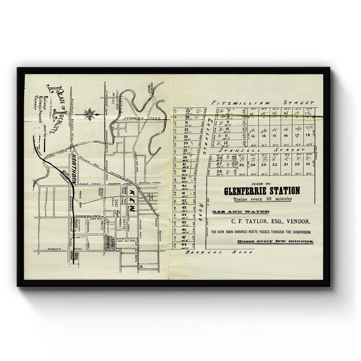 Hawthorn, Victoria Australia Vintage Map #241 (1886?) – Vintage Maps