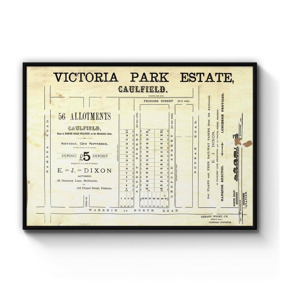 Caulfield, Victoria Australia Vintage Map #18 (1885?) – Vintage Maps