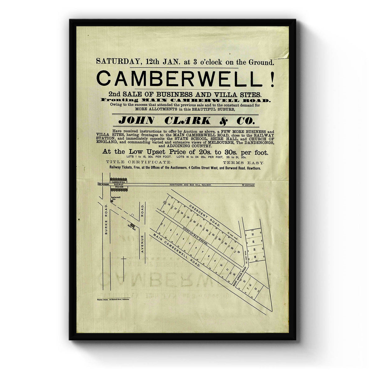Camberwell, Victoria Australia Vintage Map #94 (1884?) – Vintage Maps