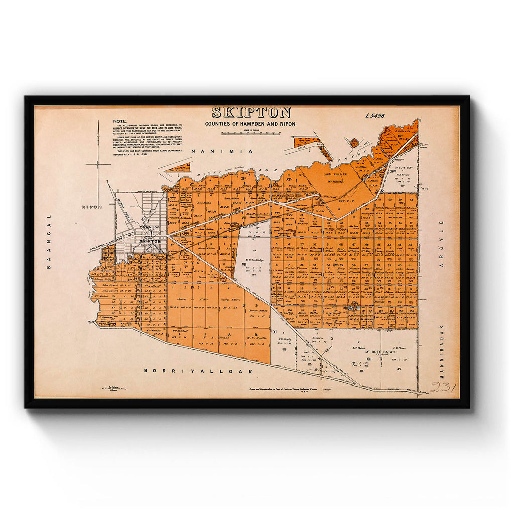 Skipton, Victoria Vintage Maps