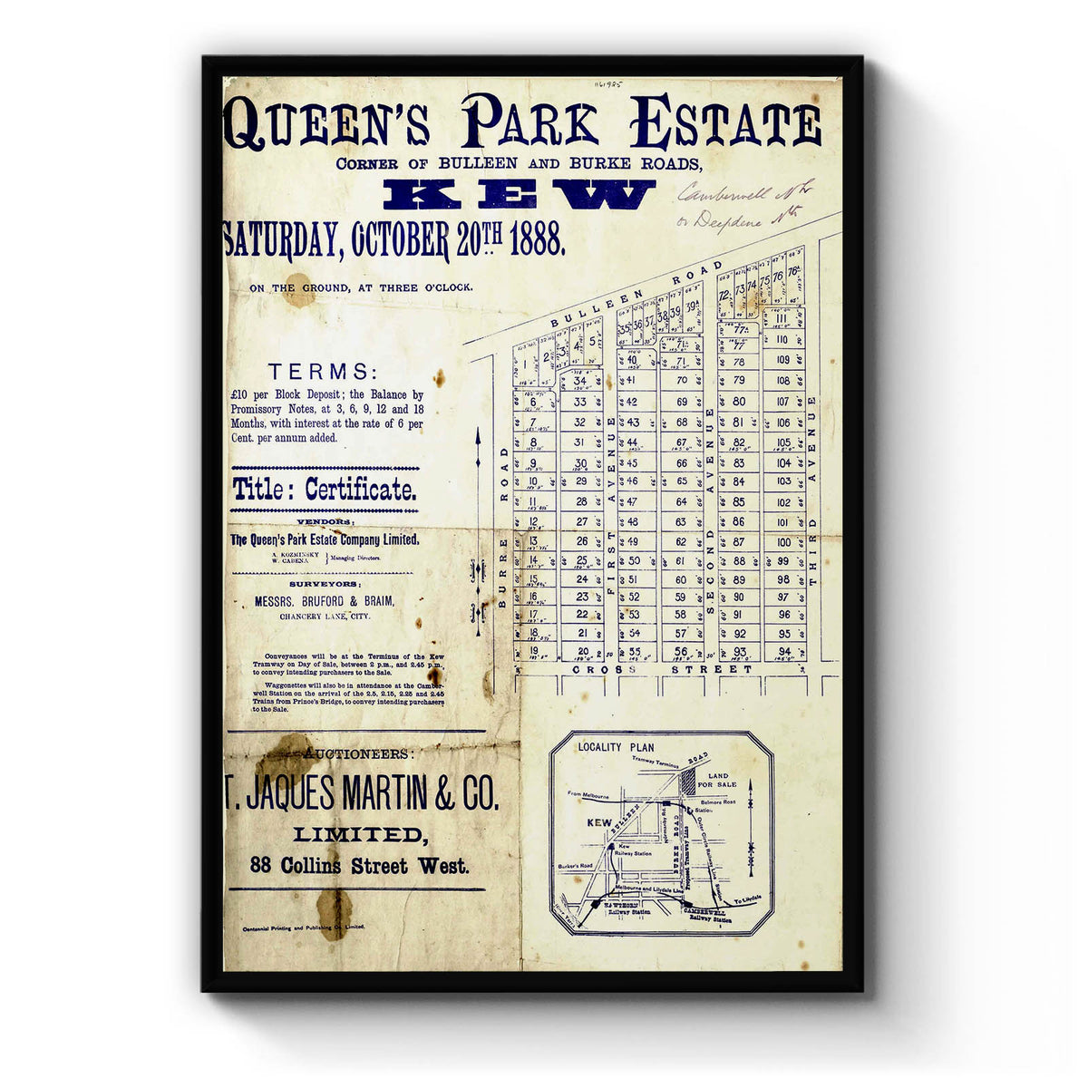 Kew, Victoria Australia Vintage Map #27 (1888) – Vintage Maps