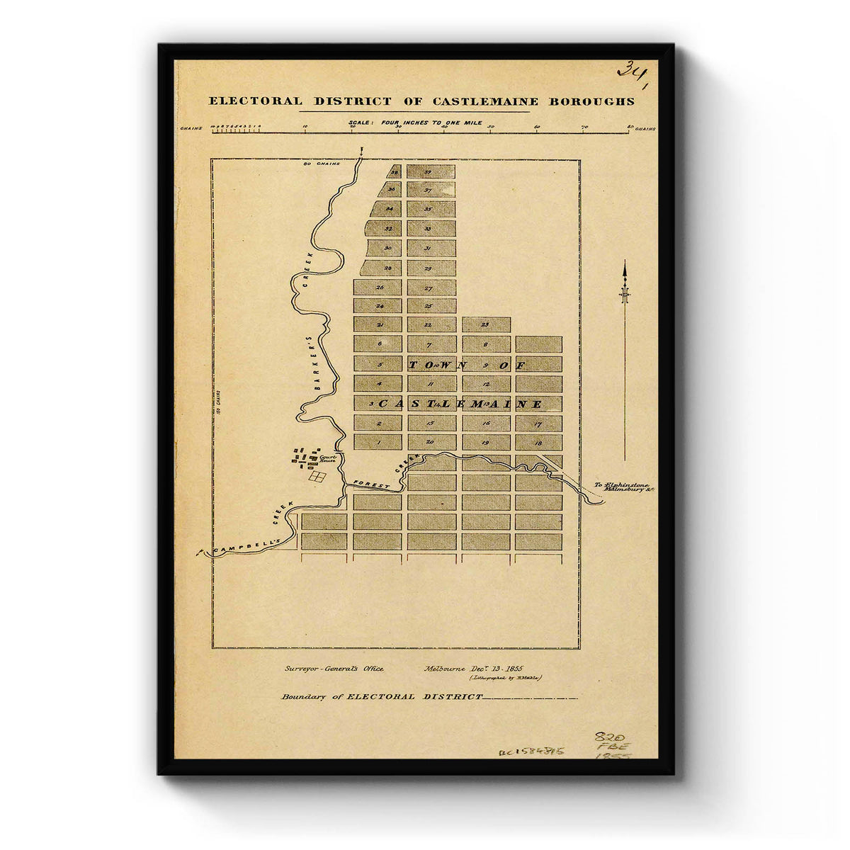 Castlemaine, Victoria Australia Vintage Map #15 (1855) – Vintage Maps