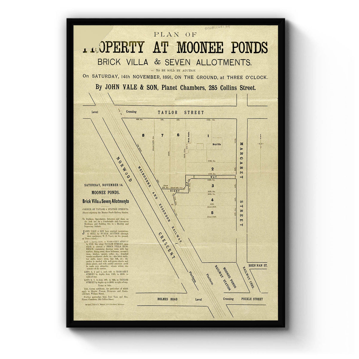Moonee Ponds, Victoria Australia Vintage Map #2 (1891) – Vintage Maps