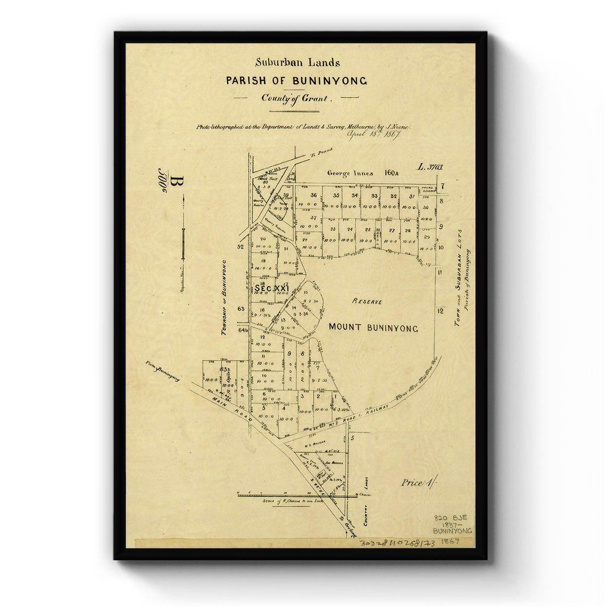 Buninyong, Victoria Australia Vintage Map #1 (1867) – Vintage Maps