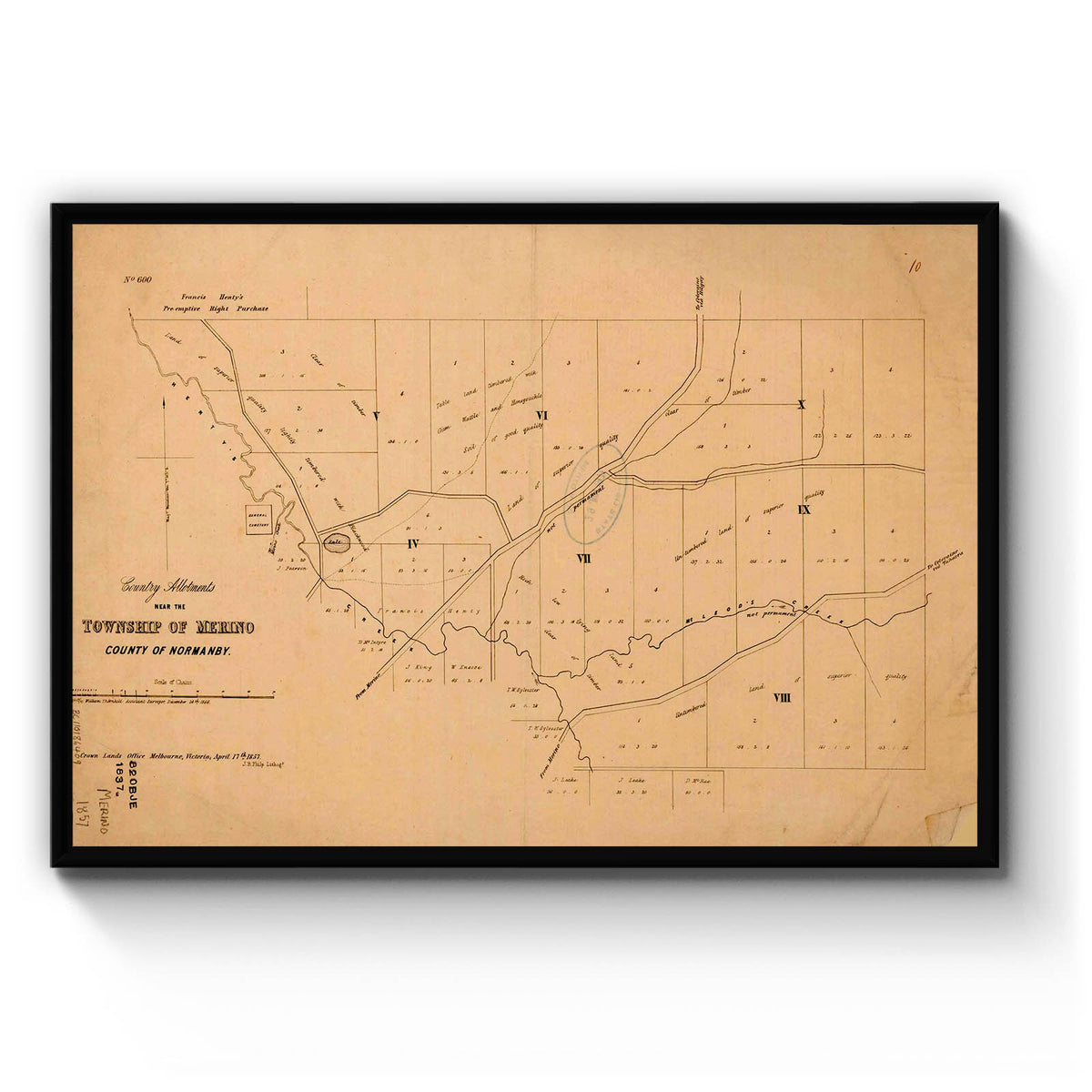Merino, Victoria Australia Vintage Map #2 (1857) – Vintage Maps