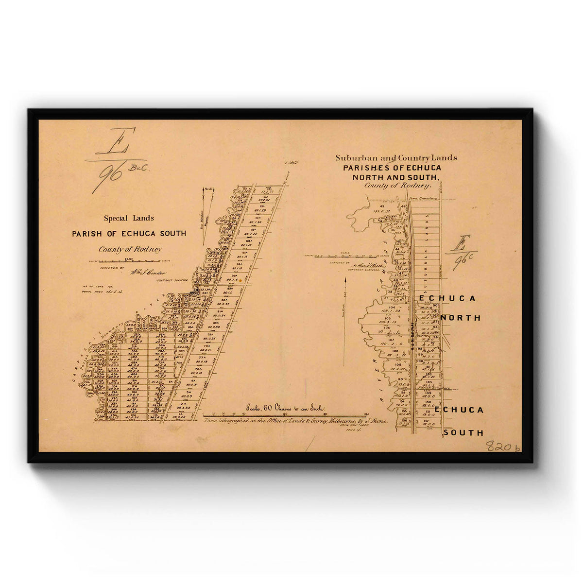 Echuca, Victoria Australia Vintage Map #7 (1865) – Vintage Maps