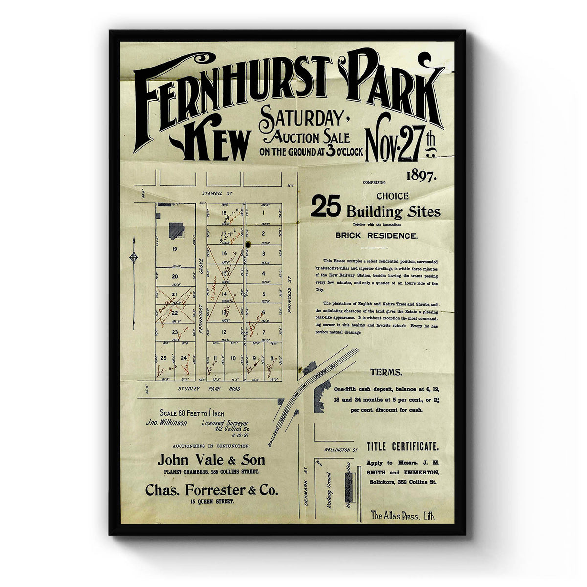 Kew, Victoria Australia Vintage Map #6 (1897) – Vintage Maps