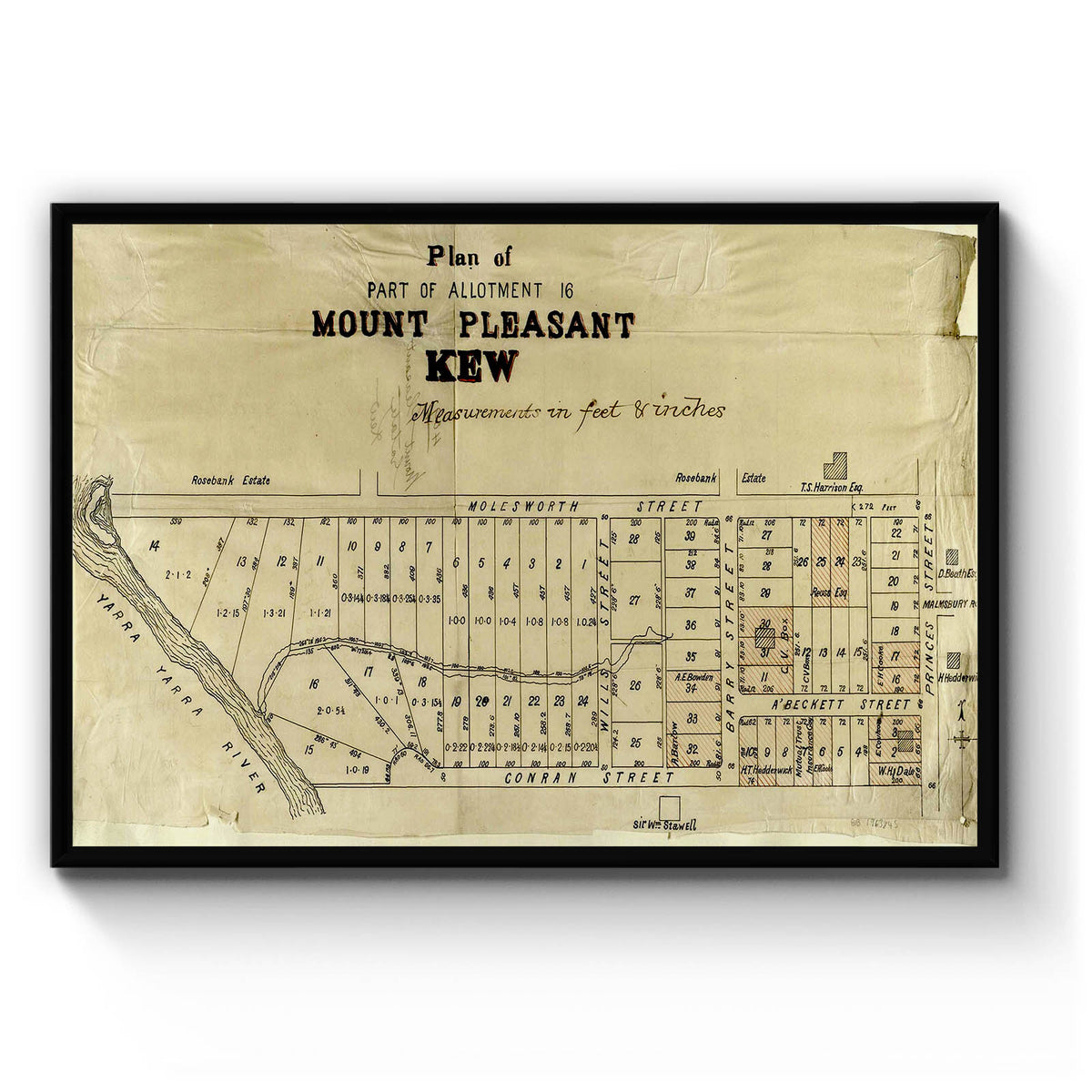Kew, Victoria Australia Vintage Map #96 (1880?) – Vintage Maps