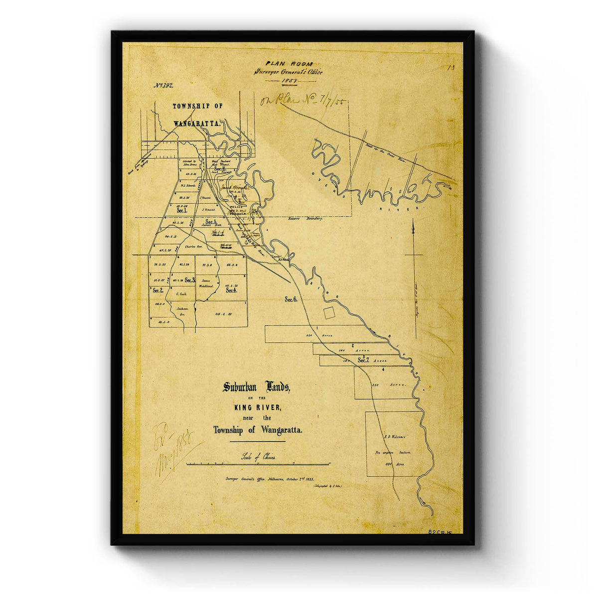 Wangaratta, Victoria Australia Vintage Map #5 (1855) – Vintage Maps