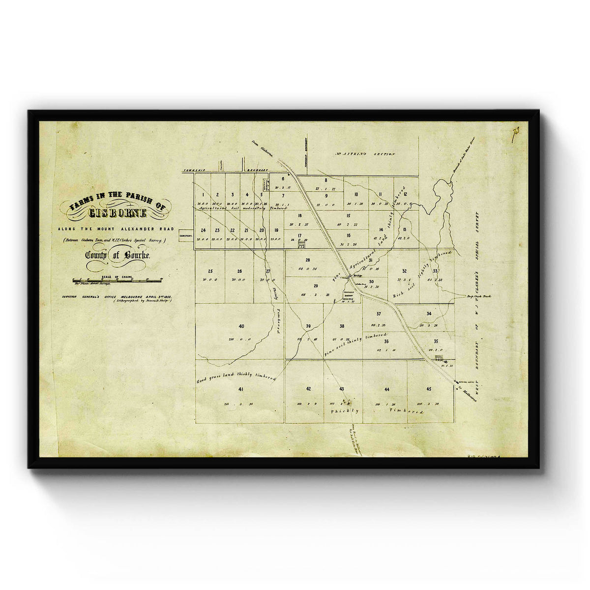Gisborne, Victoria Australia Vintage Map #13 (1855) – Vintage Maps