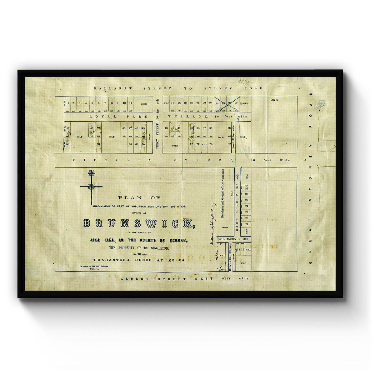 Brunswick, Victoria Australia Vintage Map #54 (18--?) – Vintage Maps