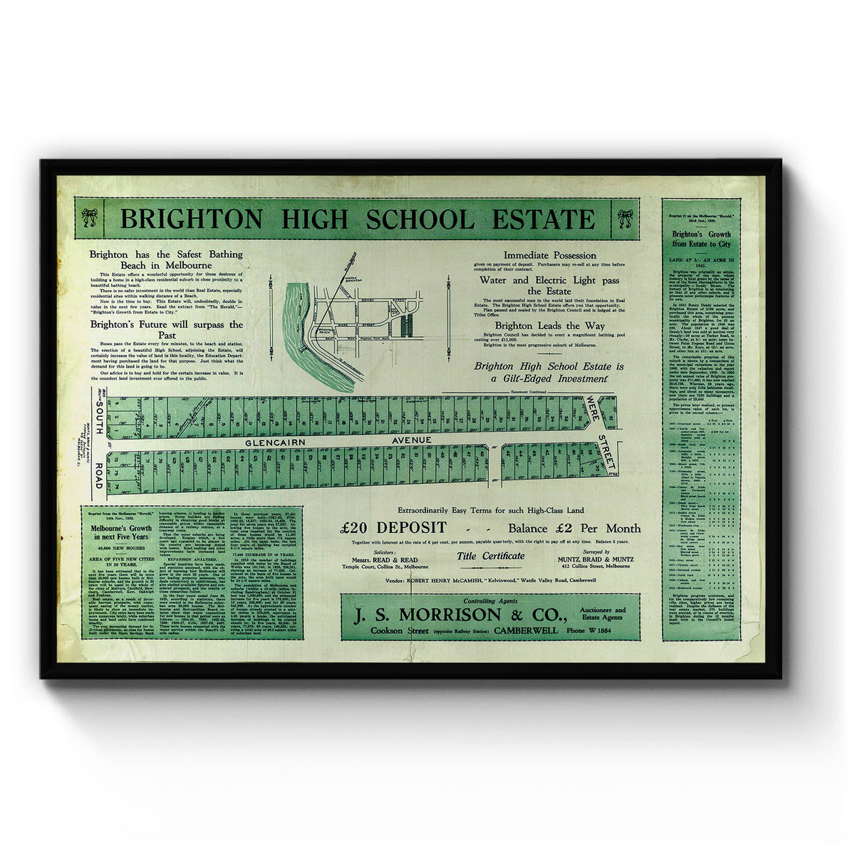 Brighton, Victoria Australia Vintage Map #125 (1929?) – Vintage Maps