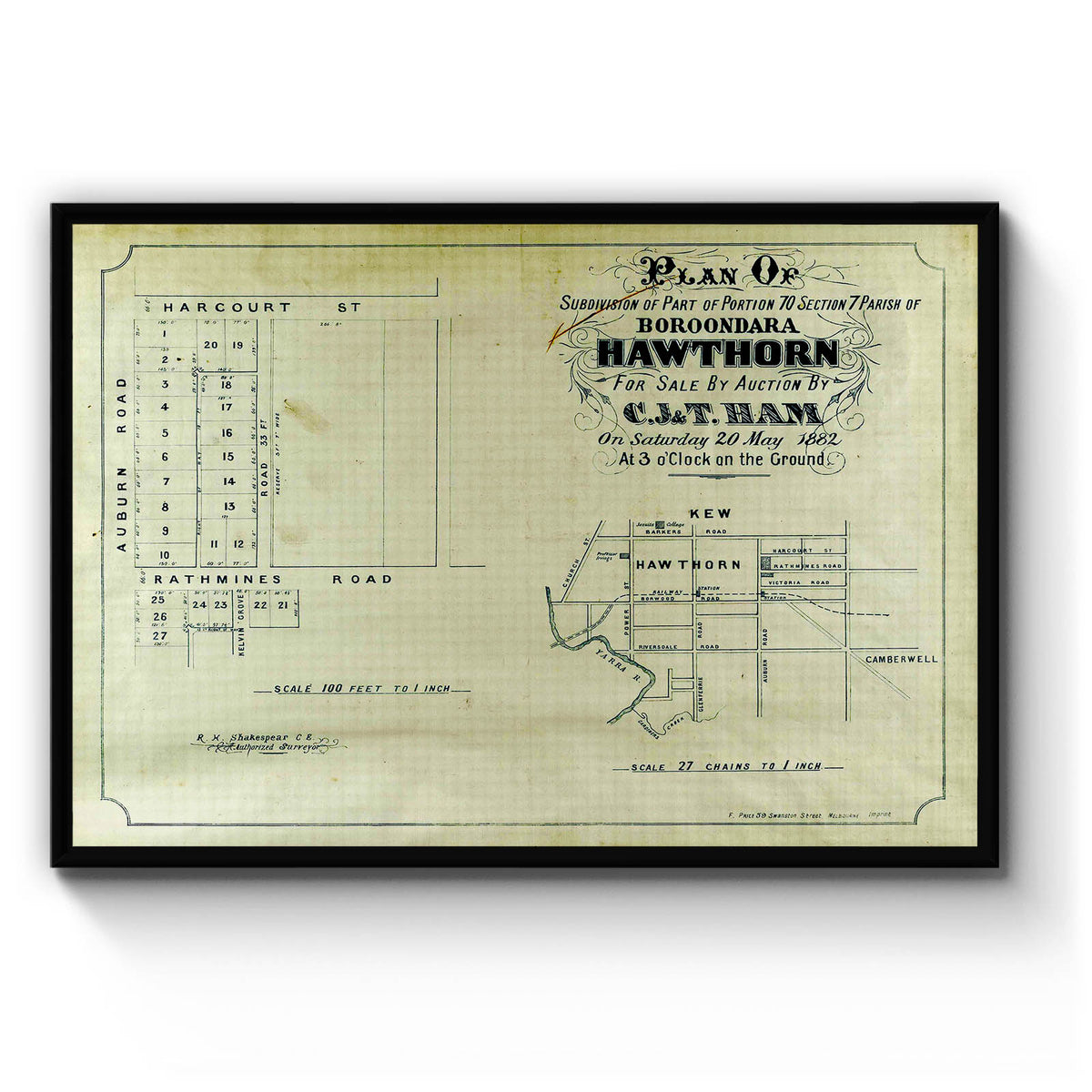Hawthorn, Victoria Australia Vintage Map #273 (1882) – Vintage Maps