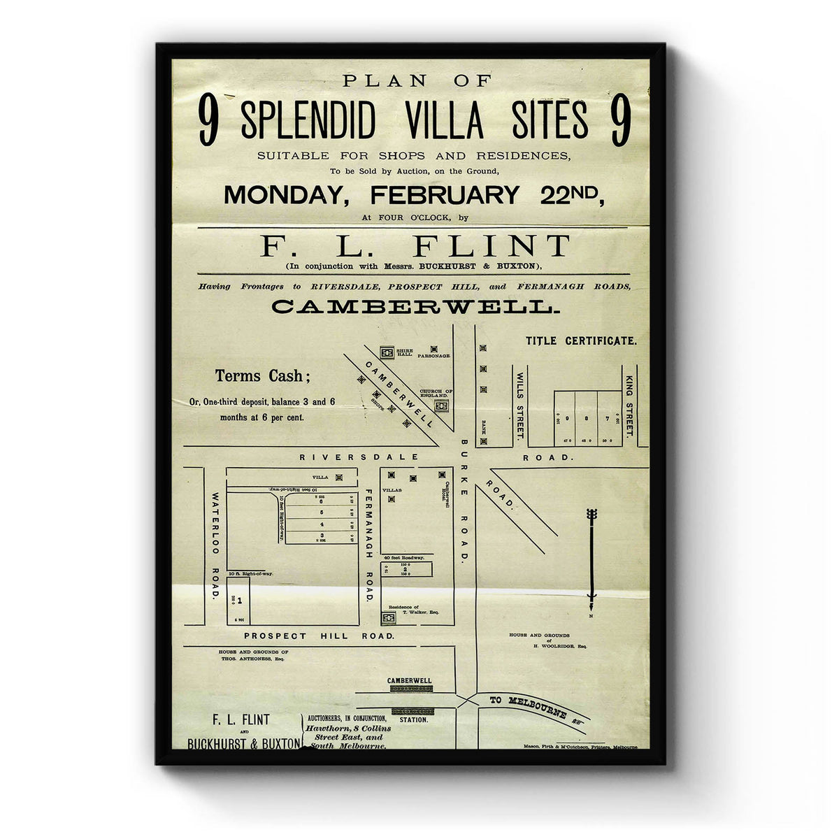 Camberwell, Victoria Australia Vintage Map #79 (1885?) – Vintage Maps