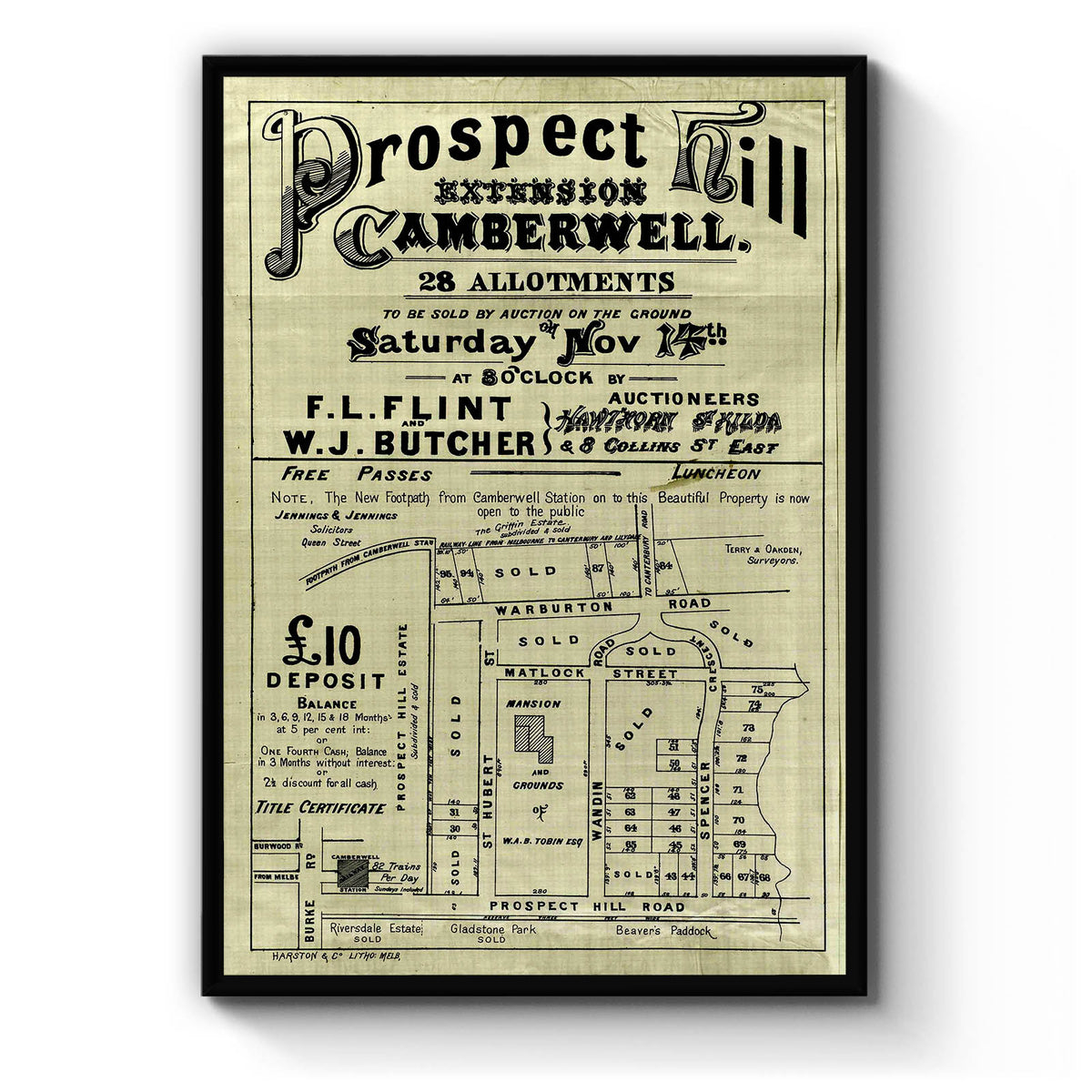 Camberwell, Victoria Australia Vintage Map #78 (1885?) – Vintage Maps