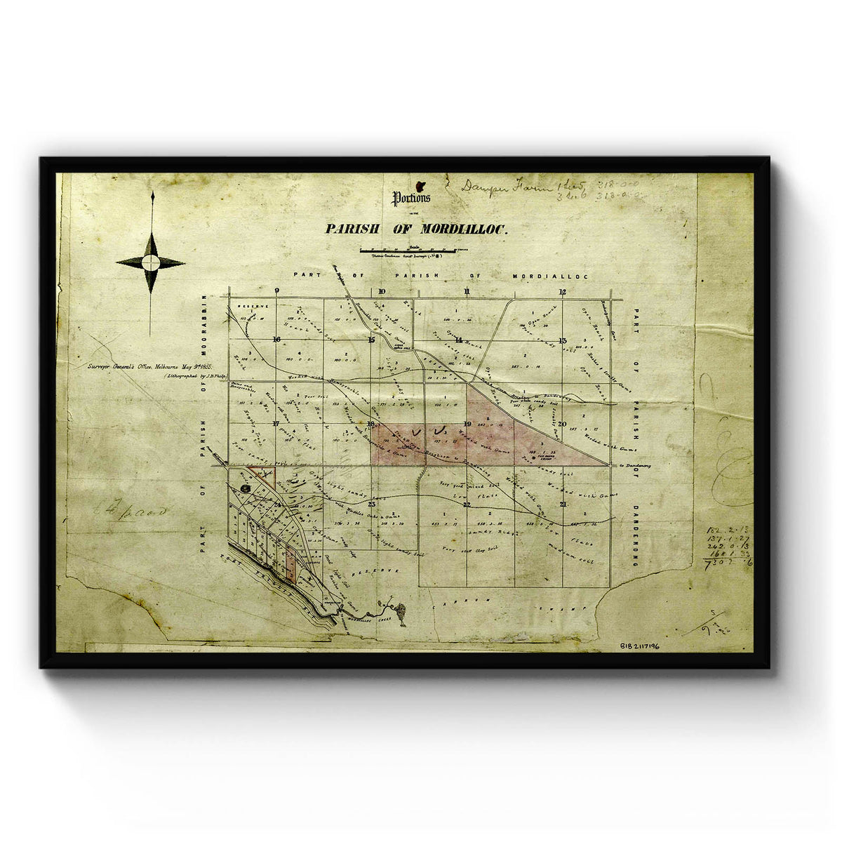 Mordialloc, Victoria Australia Vintage Map #30 (1855) – Vintage Maps