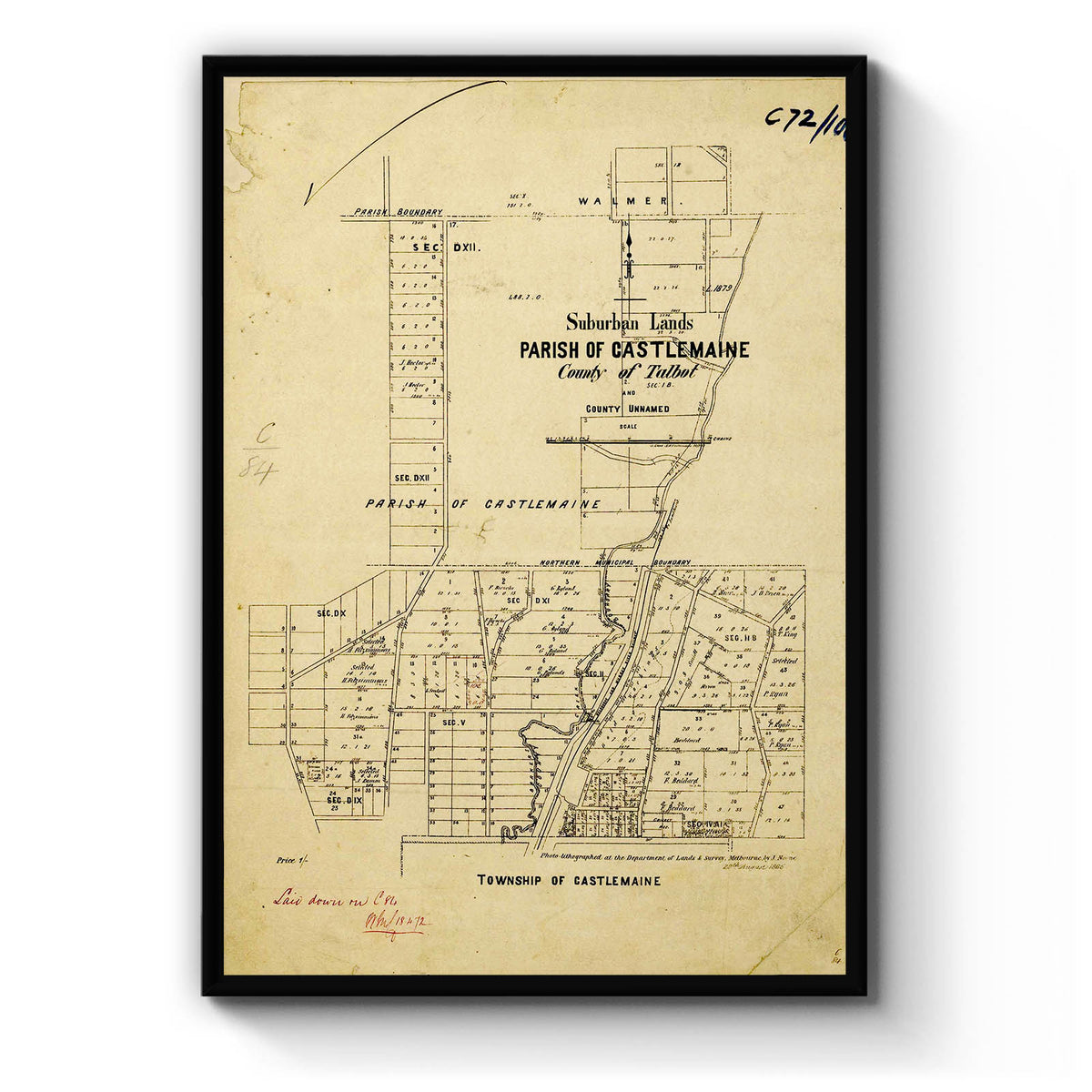 Castlemaine, Victoria Australia Vintage Map #6 (1865) – Vintage Maps