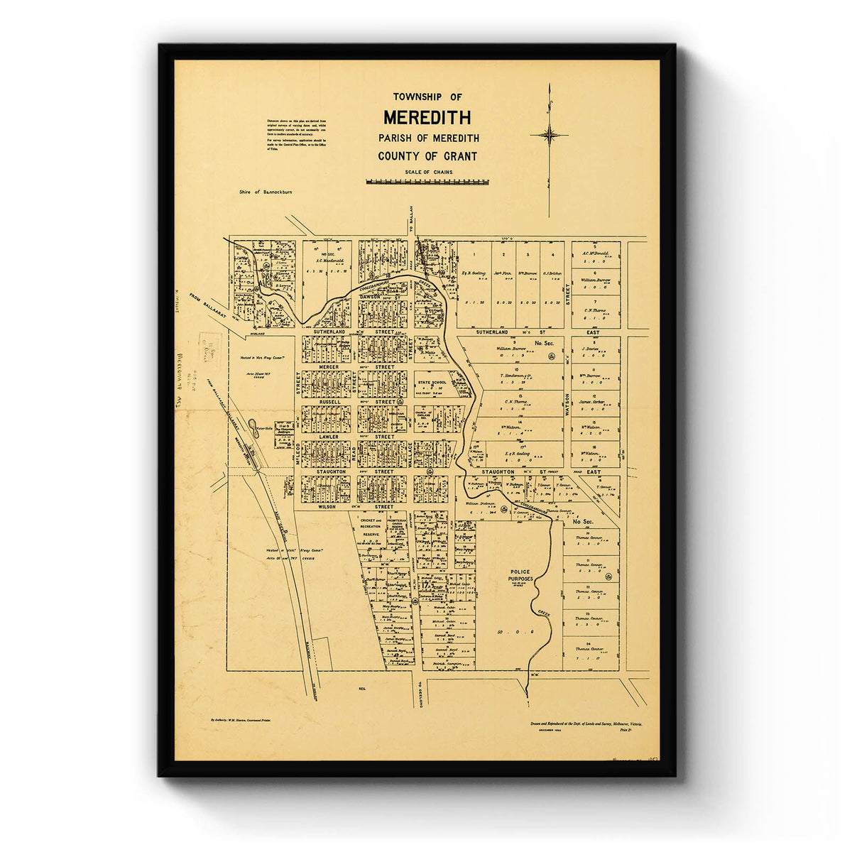 Meredith, Victoria Australia Vintage Map #4 (1953) – Vintage Maps