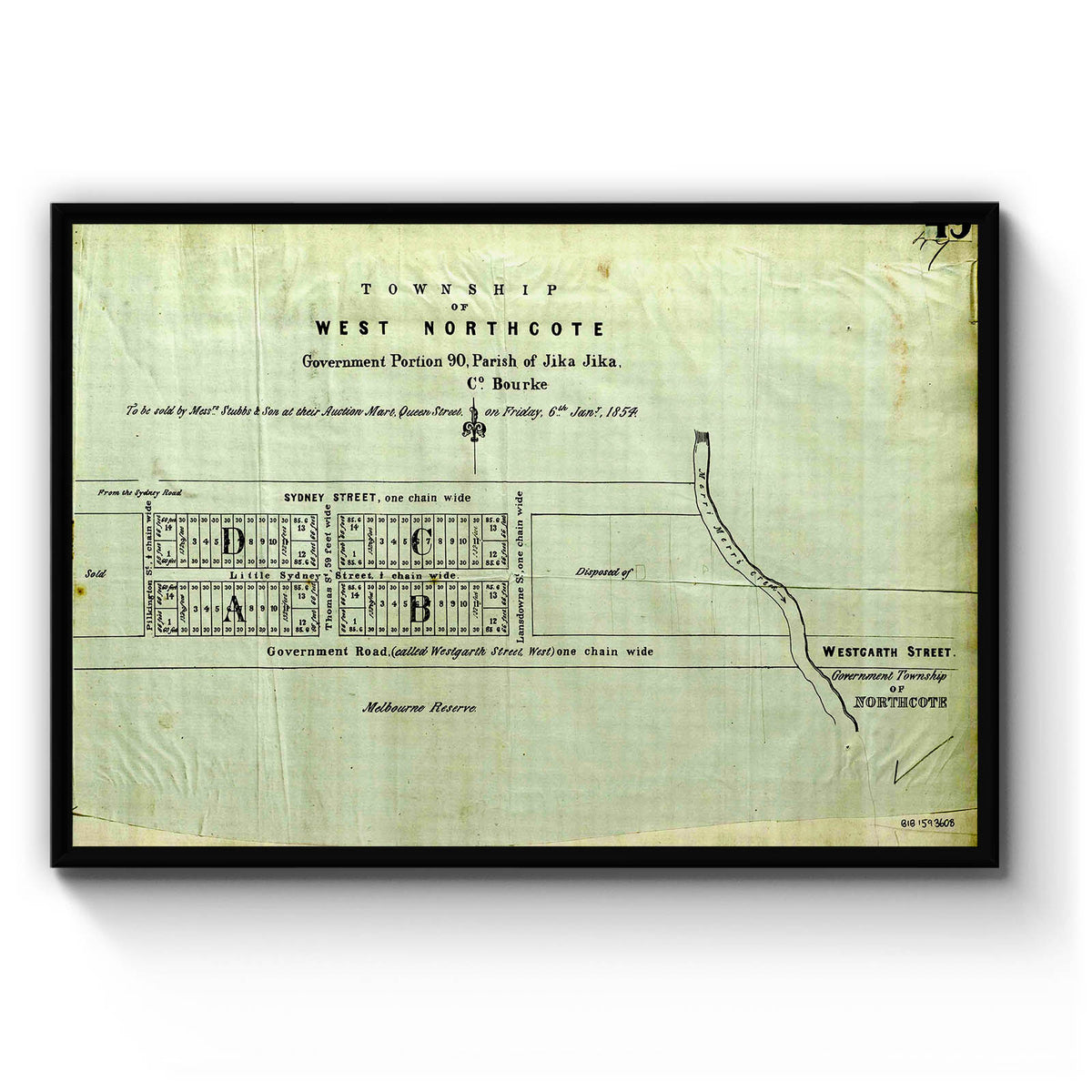Northcote, Victoria Australia Vintage Map #63 (1854) – Vintage Maps