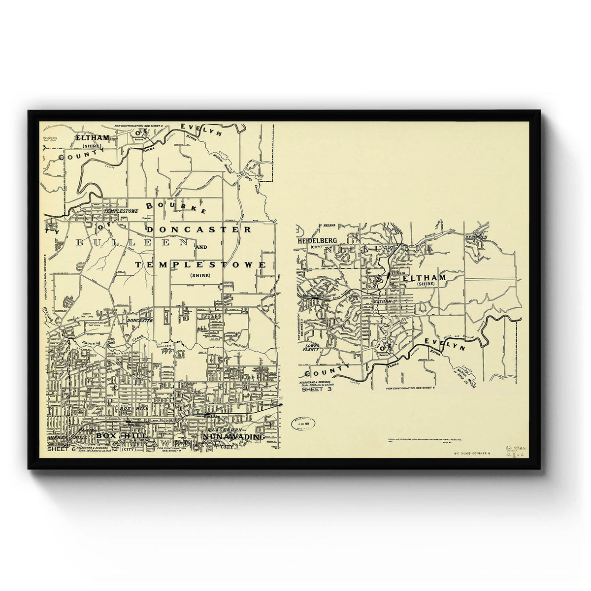 Doncaster, Victoria Australia Vintage Map #11 (1957) – Vintage Maps
