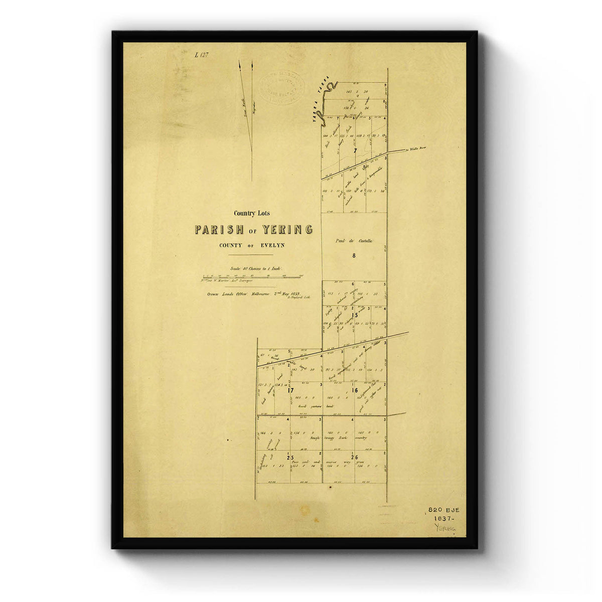 Yering, Victoria Australia Vintage Map #4 (1859) – Vintage Maps