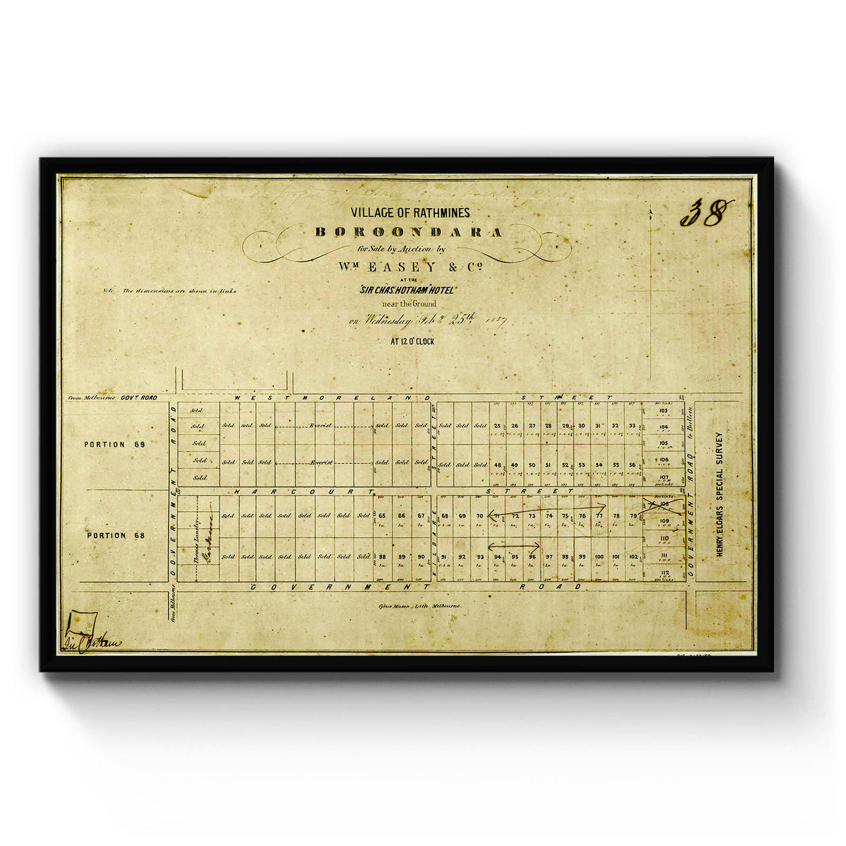 Boroondara, Victoria Australia Vintage Map #7 (1857) – Vintage Maps